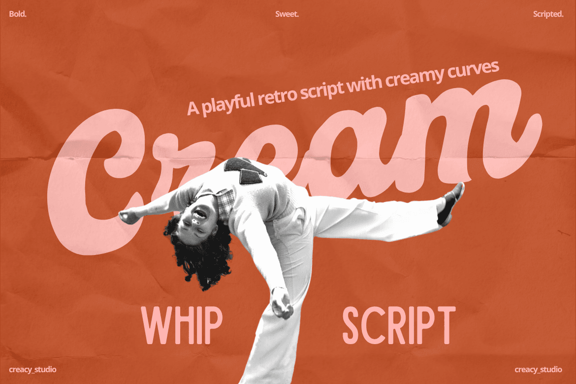 Cream Whip – Retro Bold Brush Script Font for Vintage Designs